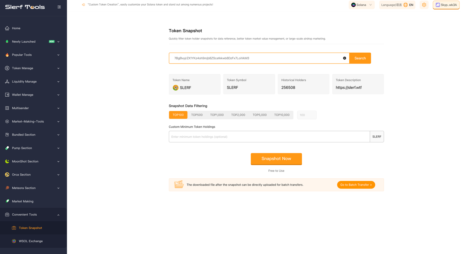 How to Check Solana Token Holders? Use SlerfTools Token Snapshot for ...